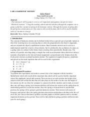 LAB HARMONIC MOTION Pdf LAB HARMONIC MOTION Jaden Daniel Texas A M University College