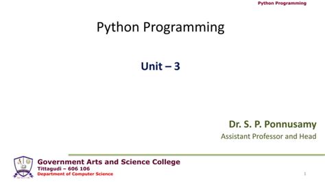 Python Programming Unit Iii Part 20pptx