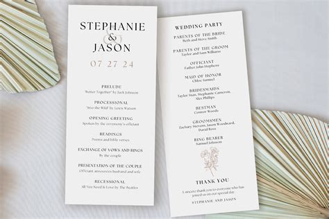 Wedding Program Canva Template Elegant Graphic By Rachelfrederickscreative · Creative Fabrica