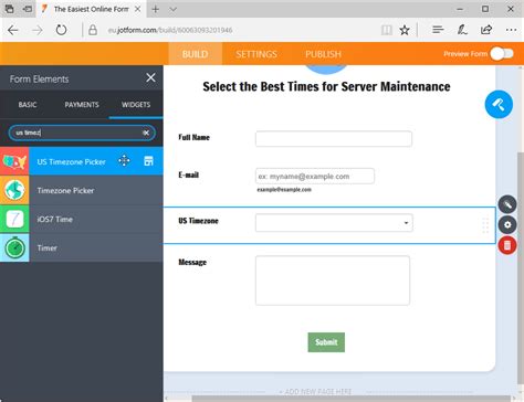 Us Timezone Picker Form Widgets Jotform