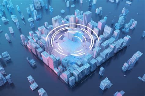 Urban Connectivity Wifi Symbols Amidst Cityscape Representing Wifi Networks Stock Illustration