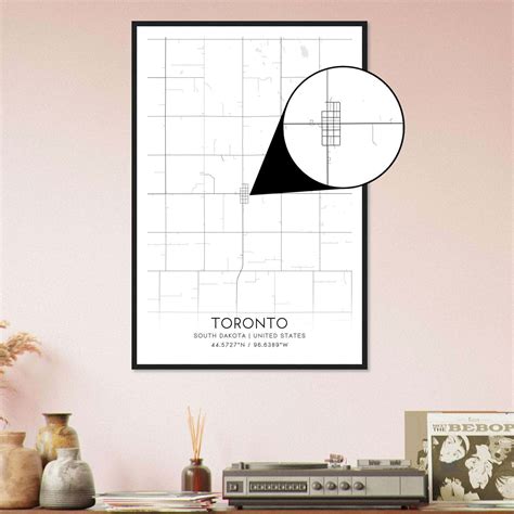 Toronto South Dakota Map Poster Modern Home Decor Wall Art Print