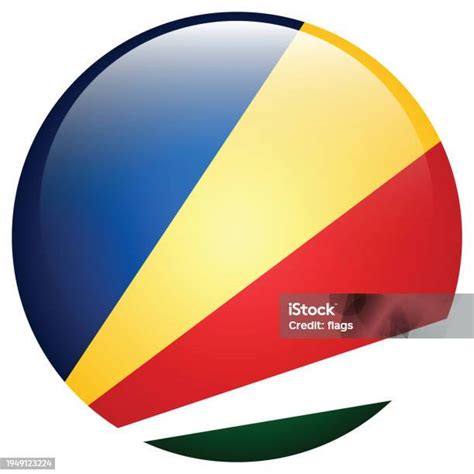 세이셸의 국기 플래그 아이콘입니다 표준 색상 원 아이콘 플래그입니다 3d 일러스트레이션입니다 컴퓨터 일러스트레이션 디지털 일러스트레이션 벡터 일러스트 레이 션입니다 3d