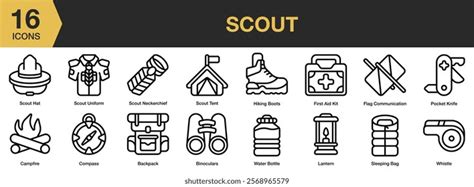 Scout Solid Icon Set Includes Scout Stock Vector Royalty Free