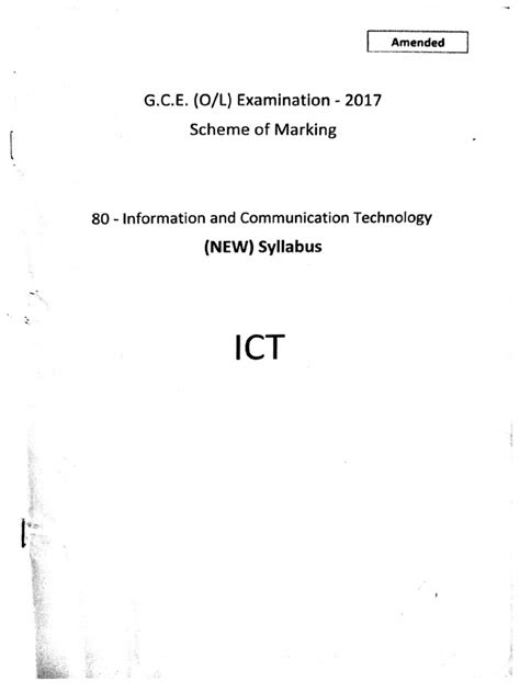 Ol Ict Marking Scheme 2017 Pdf