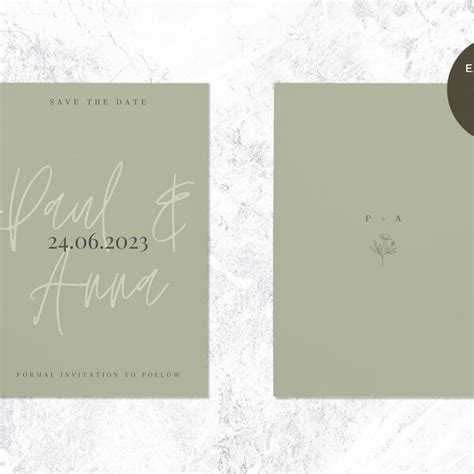 Sage Save The Date Etsy