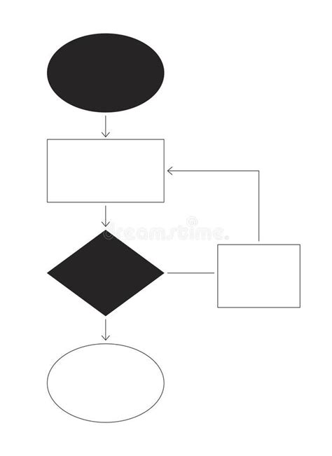 Flowchart Diagram With Arrows And Geometric Shapes 2d Line Object Stock Illustration