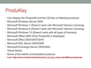 Product Key Finders PPT