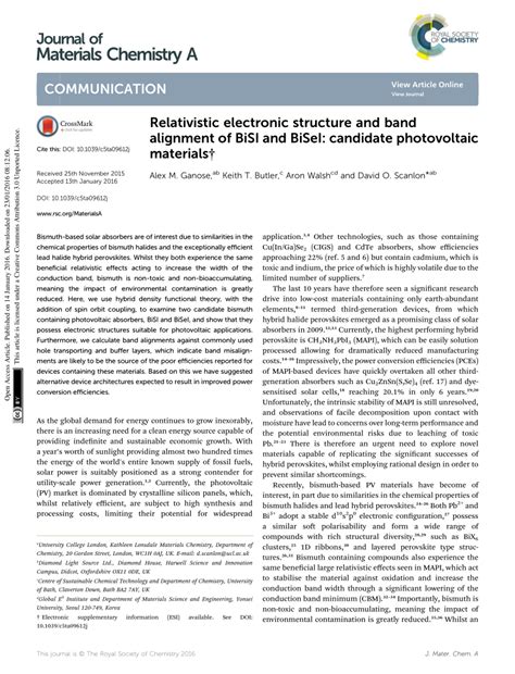 Pdf Relativistic Electronic Structure And Band Alignment Of Bisi And