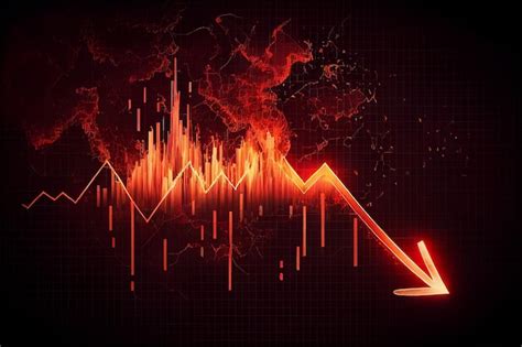 Premium Photo Financial Market Graph Chart Going Down Trend Red Arrow Down With Fire Explosion