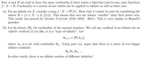 Solved Sets A And B Are Said To Have The Same Cardinality If