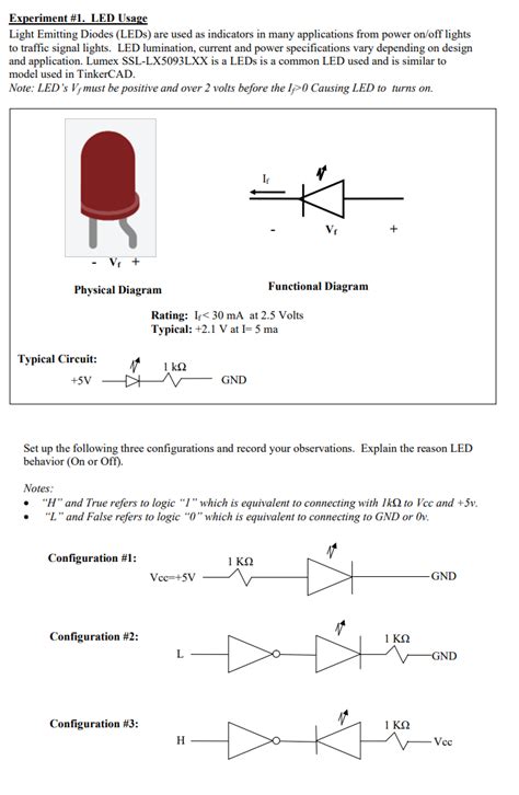Solved Experiment 1 Led Usage Light Emitting Diodes