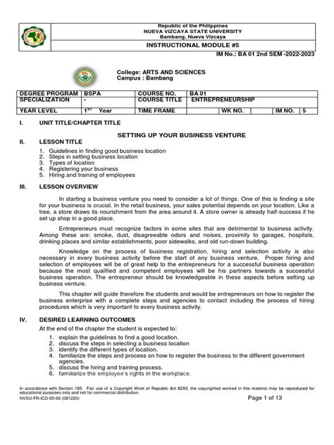 module 5 setting up your bus ven bspa pdf employment recruitment