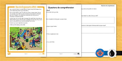 Summer Reading Comprehension French