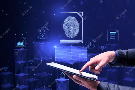 Premium Photo Online Biometric Authorization And Personal Data Security Concept With Man