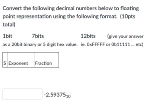 Solved Convert The Following Decimal Numbers Below To Chegg