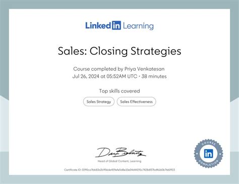 Priya Venkatesan On Linkedin Certificate Of Completion