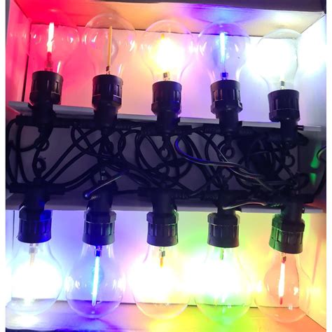 Светещ гирлянд 5 м с 10 Led крушки свързващ се 6w цветен преливаща светлина Ip44 за