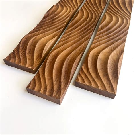 Hand Carved Teak Wood Wall Art Panel 3d Wave Solid Wood Sculpture