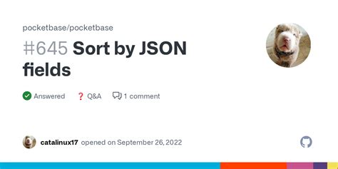 Sort By Json Fields · Pocketbase Pocketbase · Discussion 645 · Github