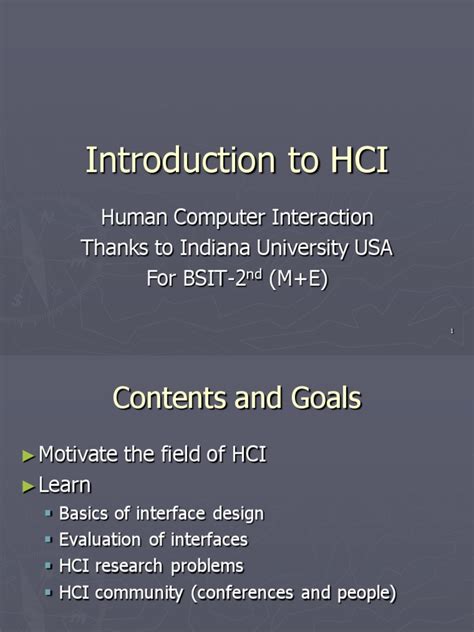 Introduction To Hci Human Computer Interaction Thanks To Indiana University Usa For Bsit 2 Me