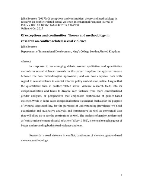 pdf of exceptions and continuities theory and methodology in