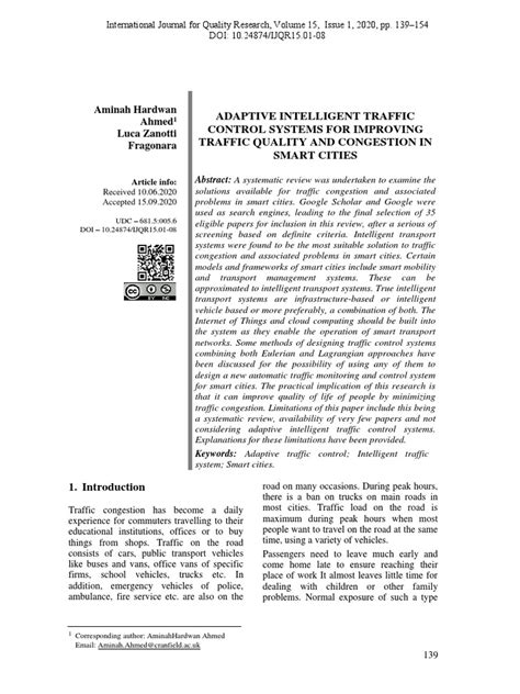 Adaptive Intelligent Traffic Control Systems For Improving Traffic