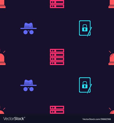 Set Tablet With Closed Padlock Incognito Mode Vector Image