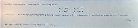 Solved Given Two Independent Random Samples With The