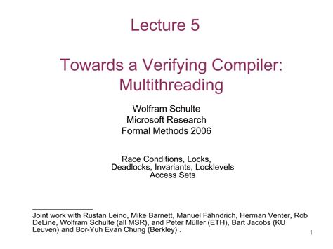 Ppt Lecture 5 Towards A Verifying Compiler Multithreading Powerpoint