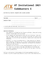 Codebusters C Exam Pdf UTI Nvitational2 021 CodebustersC Written By Lalith