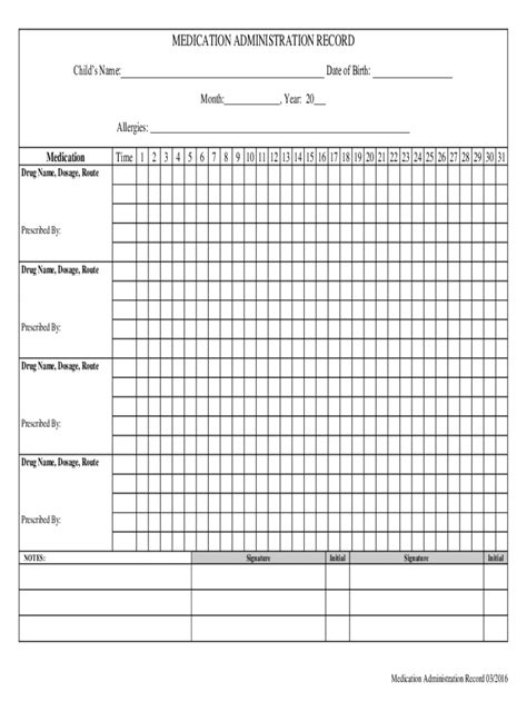 Medication Administration Record 2016 2025 Form Fill Out And Sign