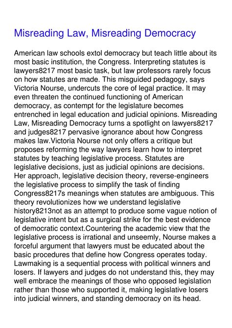 Ppt Pdf Ebook Misreading Law Misreading Democracy Powerpoint