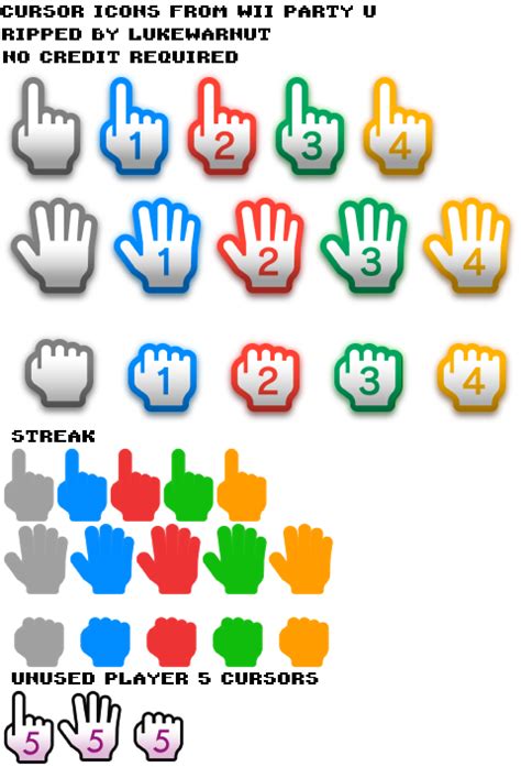 Wii U Wii Party U Cursors The Spriters Resource