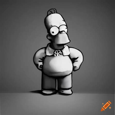 Banksy Black And White Painting Of Homer Simpson On Craiyon