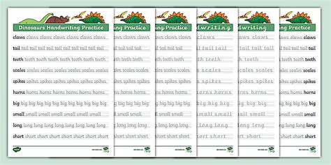 Dinosaur Vocabulary Handwriting Practice Worksheet Twinkl