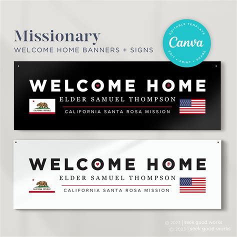 Editable Missionary Welcome Home Banner With Flags Welcome Home Sign