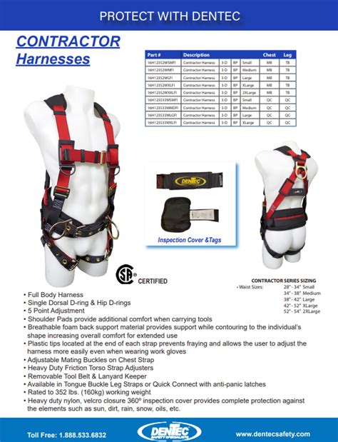 Dentec Contractor Harness Sell Sheet Dentec Safety Specialists Canada