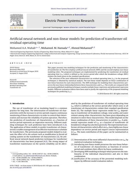 Pdf Artificial Neural Network And Non Linear Models For Prediction Of