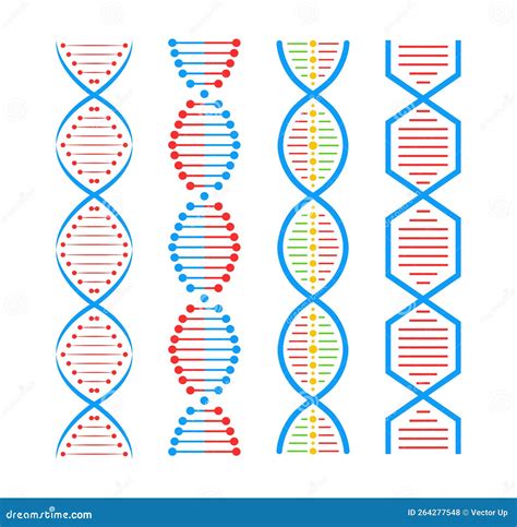 Dna Structure Icon Set Structure Molecule And Cell Chromosome Genetic Engineering Stock