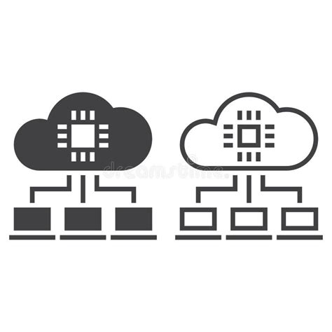 Cloud Computing Line Icon Outline And Solid Vector Sign Linear Stock Vector Illustration Of