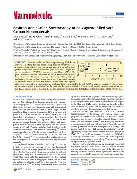 Pdf Positron Annihilation Spectroscopy Of Polystyrene Filled With