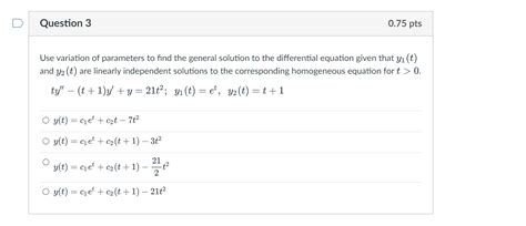 solved use variation of parameters to find the general