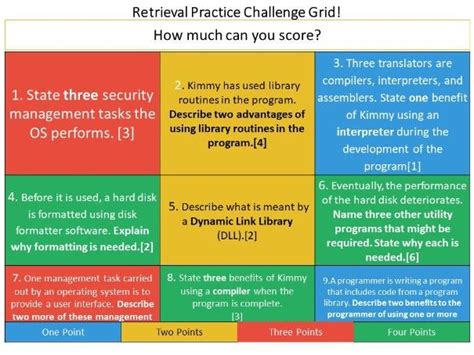 Starter Operating Systems And Utilities Retrieval Practice Challenge Grid Teaching Resources