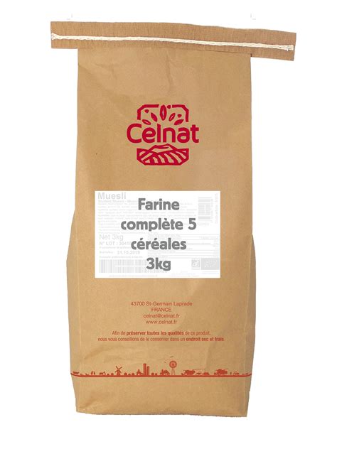 Celnat Farine Complète 5 Céréales Bio 3kg Greenweez