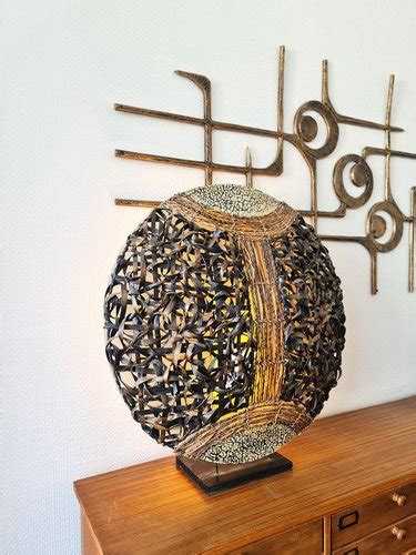 Vintage Boho Chiq Xl Rattan Table Lamp In Braided Rope 1970s For Sale