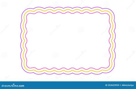 Colorful Rectangle Frame With Wavy Edges Geometric Shape With Scallop Borders Stock