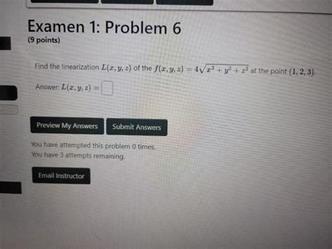 Solved Examen Problem Points Find The Linearization Chegg
