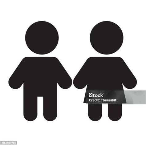 흰색 배경의 자식 아이콘입니다 플랫 스타일 웹 사이트 디자인 로고 응용 프로그램 Ui에 대한 소년과 소녀 아이콘 아이 커플 기호입니다 자식 기호입니다 가족에 대한 스톡 벡터