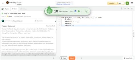 Day10 Codingworldcup Codingninjas Logitechmxseries Coding